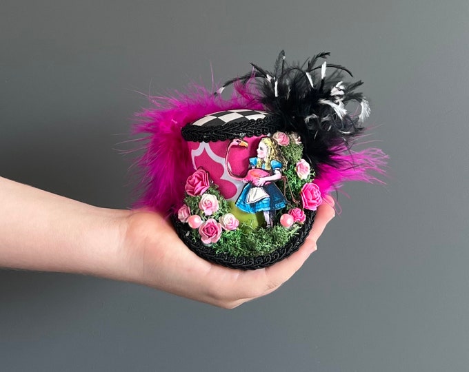 Micro Mini Top Hat, Mad Hatter Mini Top Hat, Mad Hatter Dioama Hat, Tea ...