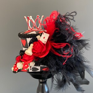 Mini Top Hat, Card Mini Hat, Queen of Hearts Hat, Crown Queen, Alice in ...