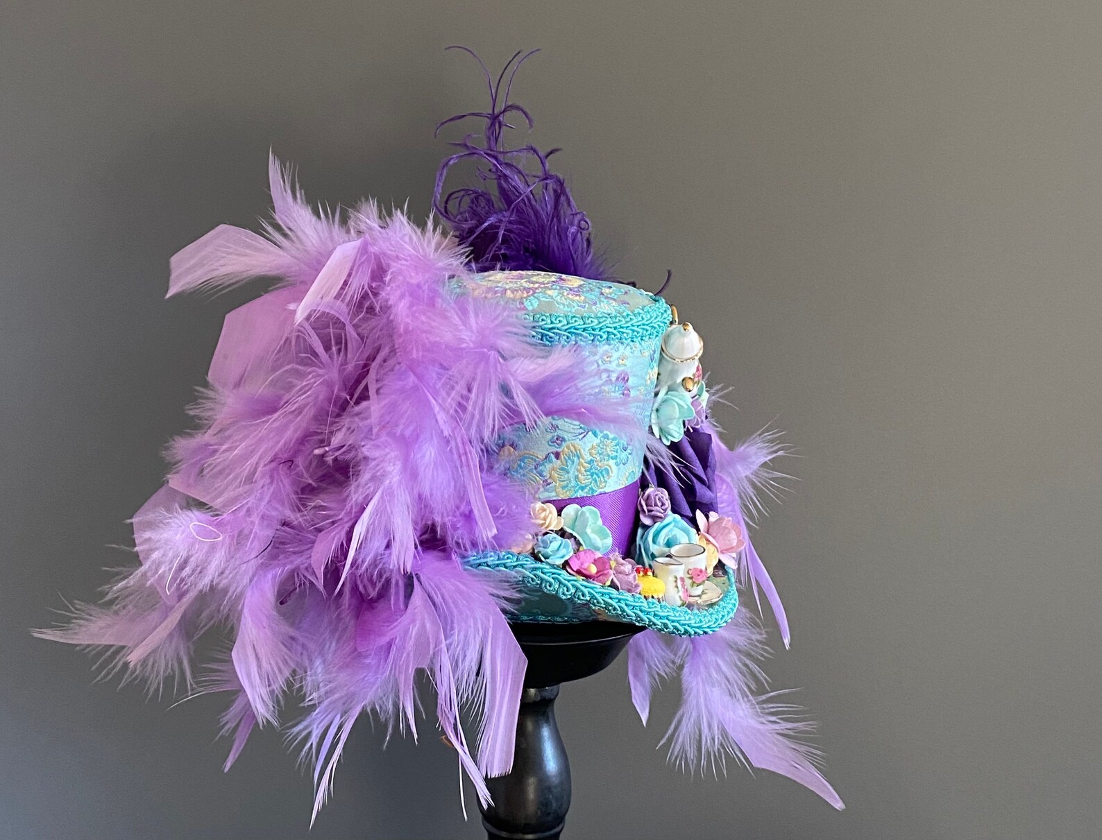 Mini Top Hat Purple Teacup Hat Mad Hatter Hat Tea Hat Mad - Etsy