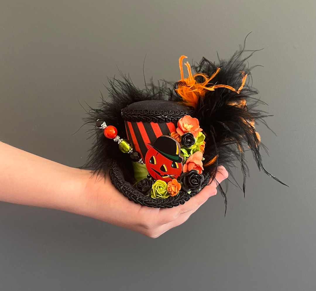 Micro Mini Top Hat, Halloween Mini Hat, Halloween Party Hat, Pumpkin ...