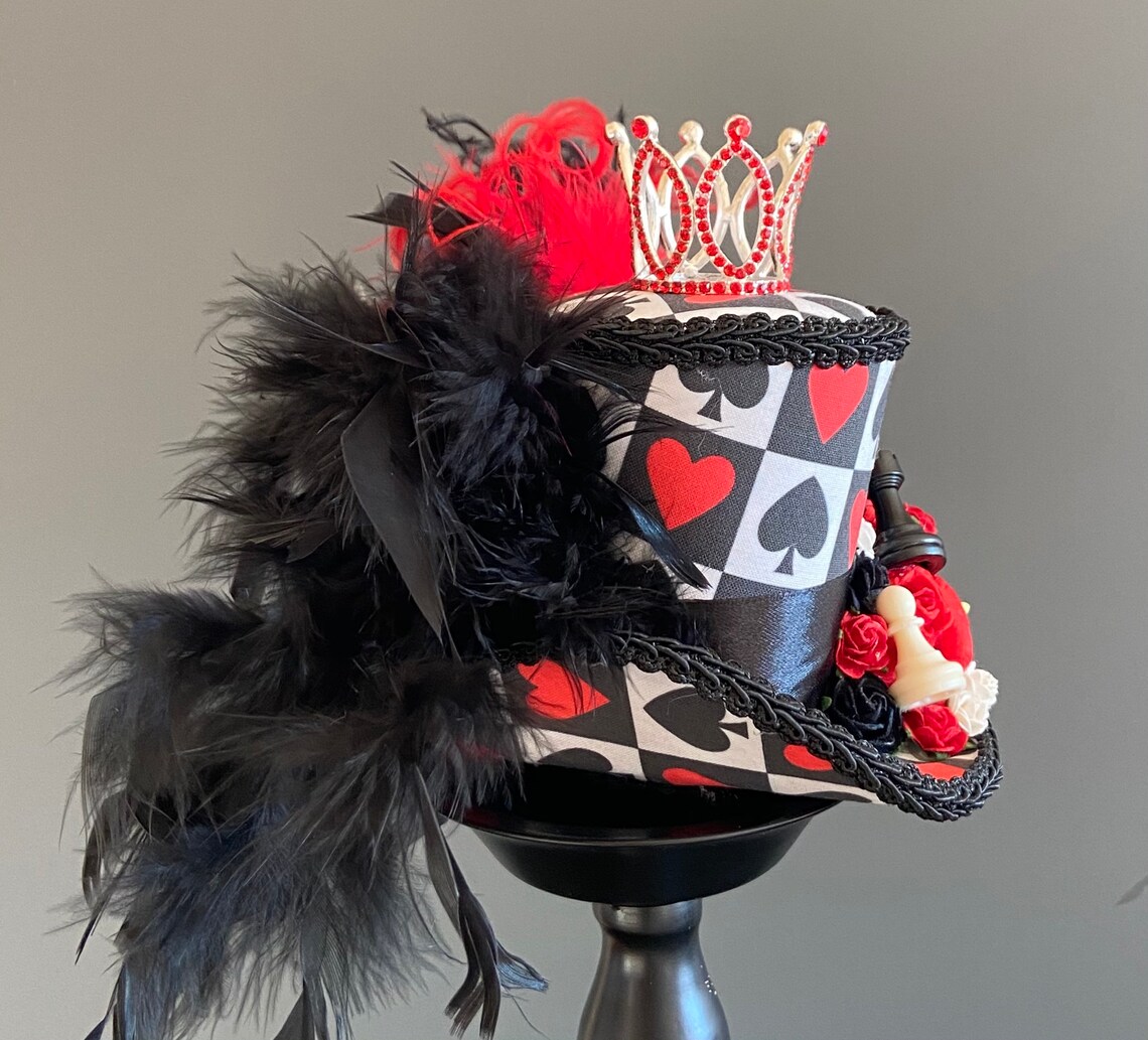 Mini Top Hat Card Mini Hat Queen of Hearts Hat Crown Queen | Etsy