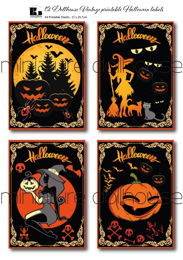 Vintage Halloween Cards, Digital Clip Art, Vintage Halloween Cards ...