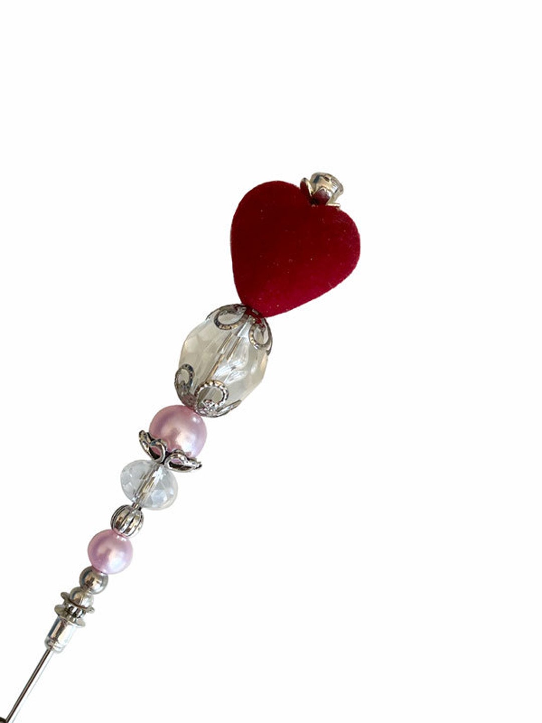 The Queen of Hearts Pearl Silver Hat Pin, Wedding Hat, Hijab Pin, Scarf ...