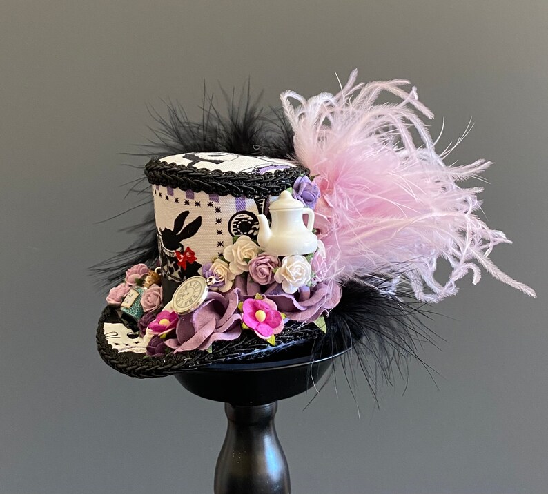 Micro mini top hat white rabbit hat diorama Alice mini hat | Etsy