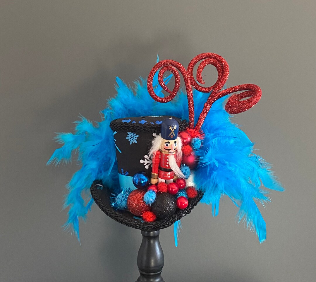 Mini Christmas Top Hat, Mini Nutcracker Top Hat, Blue Plaid Christmas ...