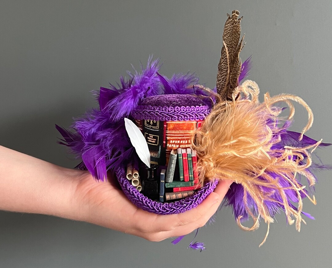 Micro Mini Top Hat Purple Book Top Hat Librarian Hat - Etsy