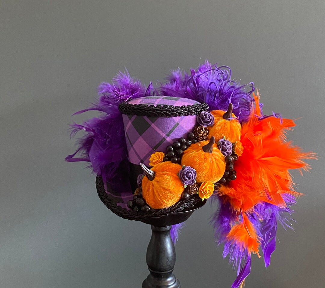 Mini Top Hat, Mini Top Hat Fall, Thanksgiving Hat, Halloween Purple and ...