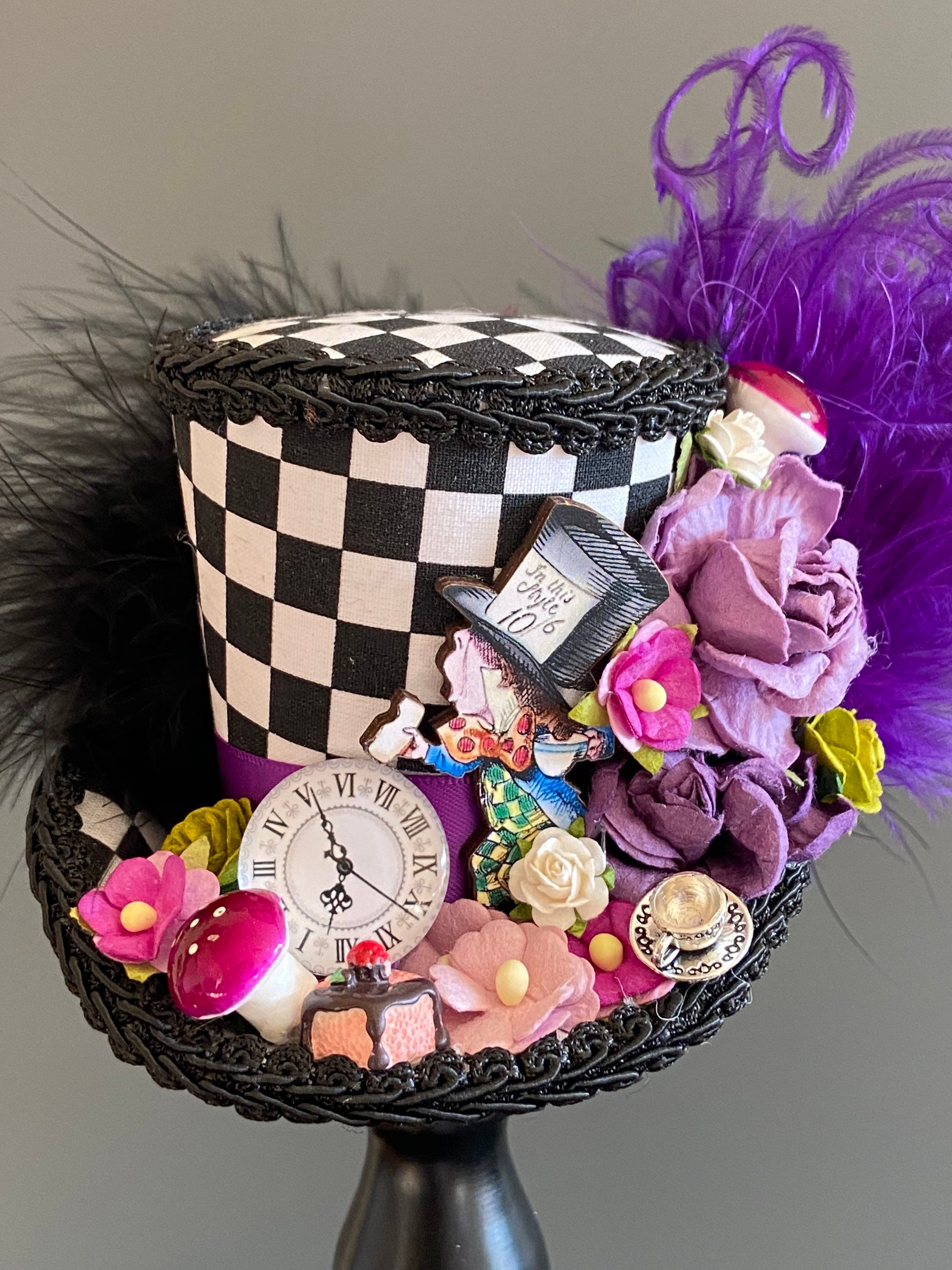 Micro mini top hat, mad hatter mini top hat, mad hatter dioama hat, tea ...