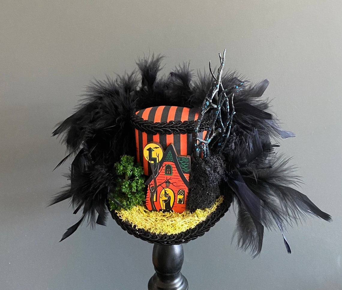 Halloween mini top hat witch hat haunted house hat Alice in | Etsy
