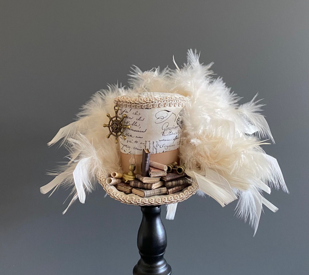 Mini Top Hat, Librarian Hat, Pirate Book Hat, Mini Book Hat, Tea Hat ...