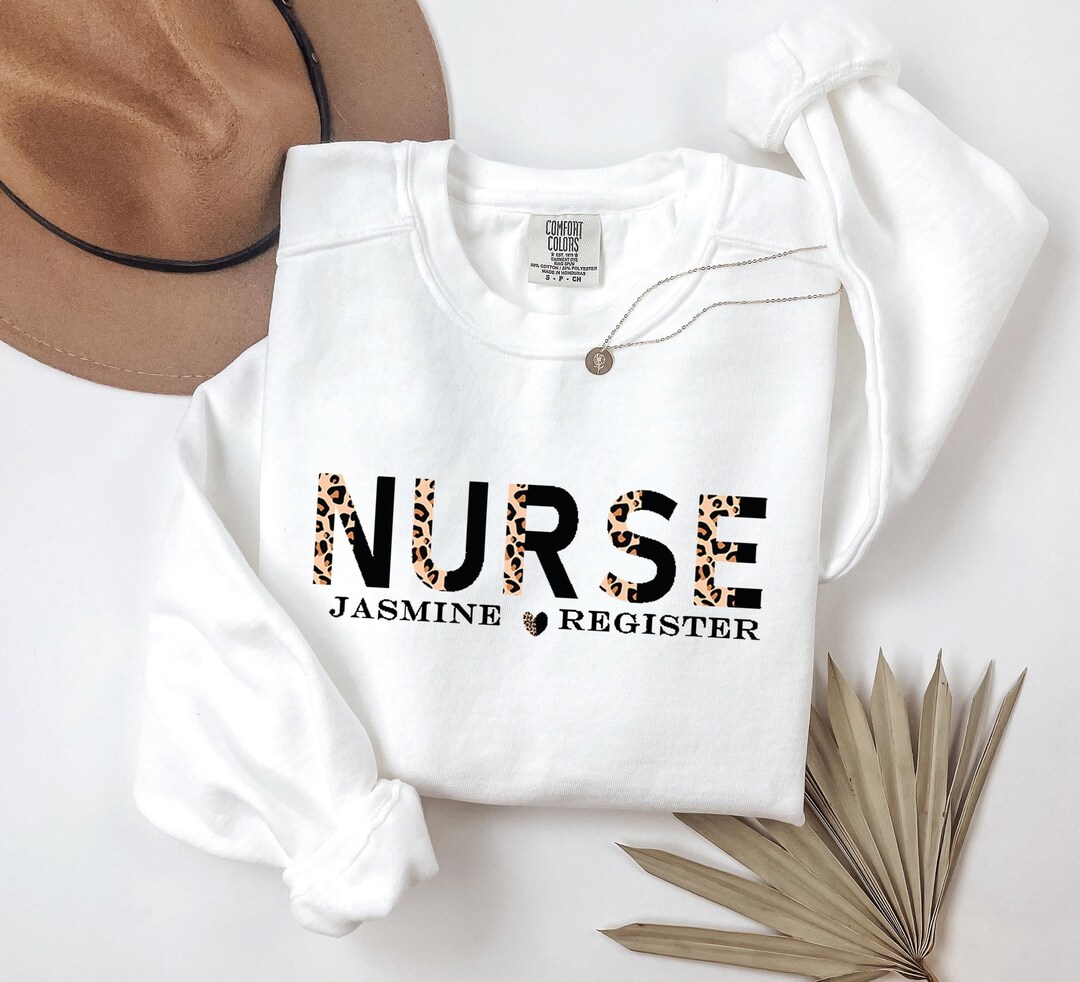 Comfort Color Nurse Tee, RN LEOPARD Personalized Nurse Tee, RN ...