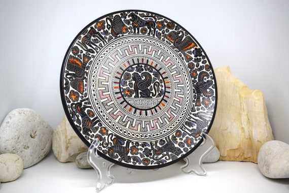Greek Ceramic Plate of the Corinthian Style Handmade in - Etsy