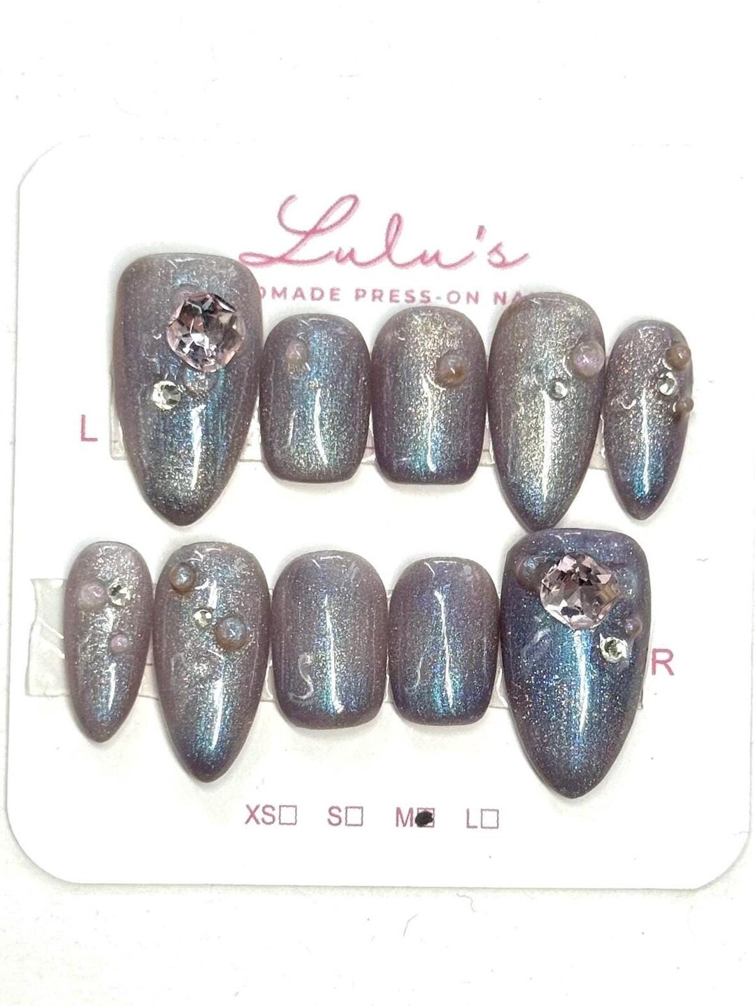 Moonstone Glow Press-on Nails by Lulusartsncrafts | Premium Nail ...
