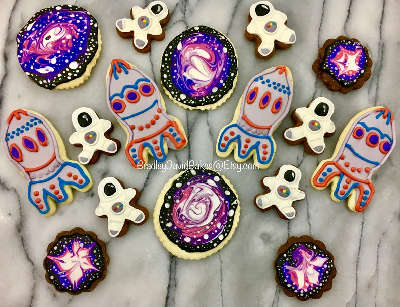 Outer Space Cookies Astronaut Cookies Childrens Birthday - Etsy
