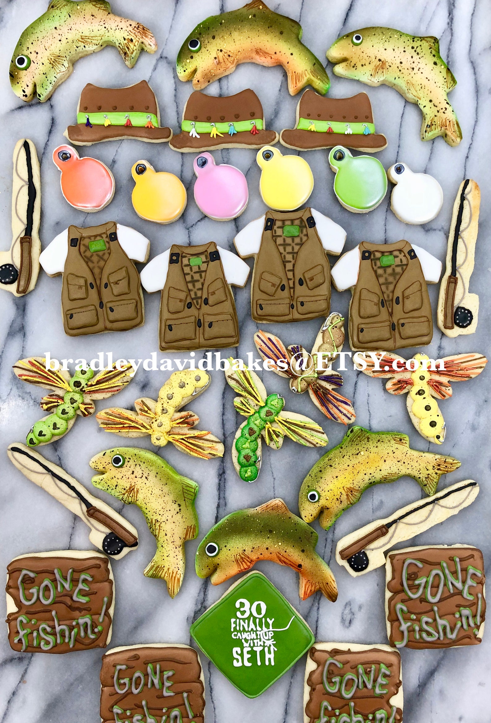 Fly Fishing Cookies Fathers day cookies Dad's Birthday | Etsy