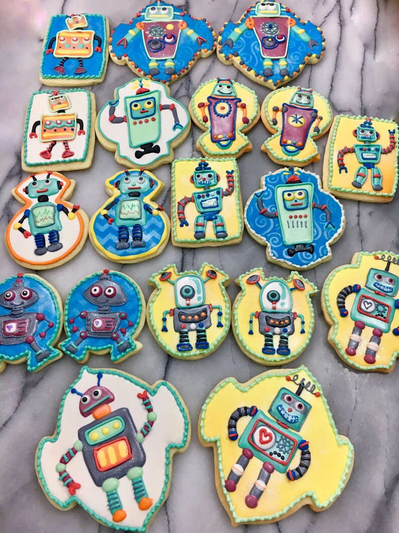 Robot Theme Decorated Cookies | Etsy