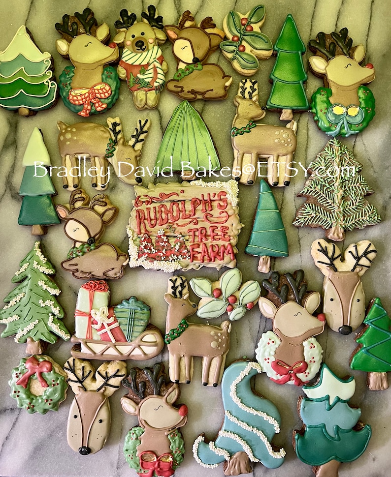 Reindeer Tree Farm Christmas Cookies - Etsy