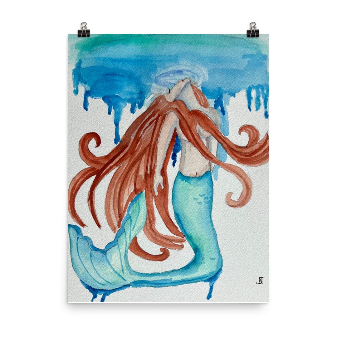 Mermaid Surfacing Print - Etsy