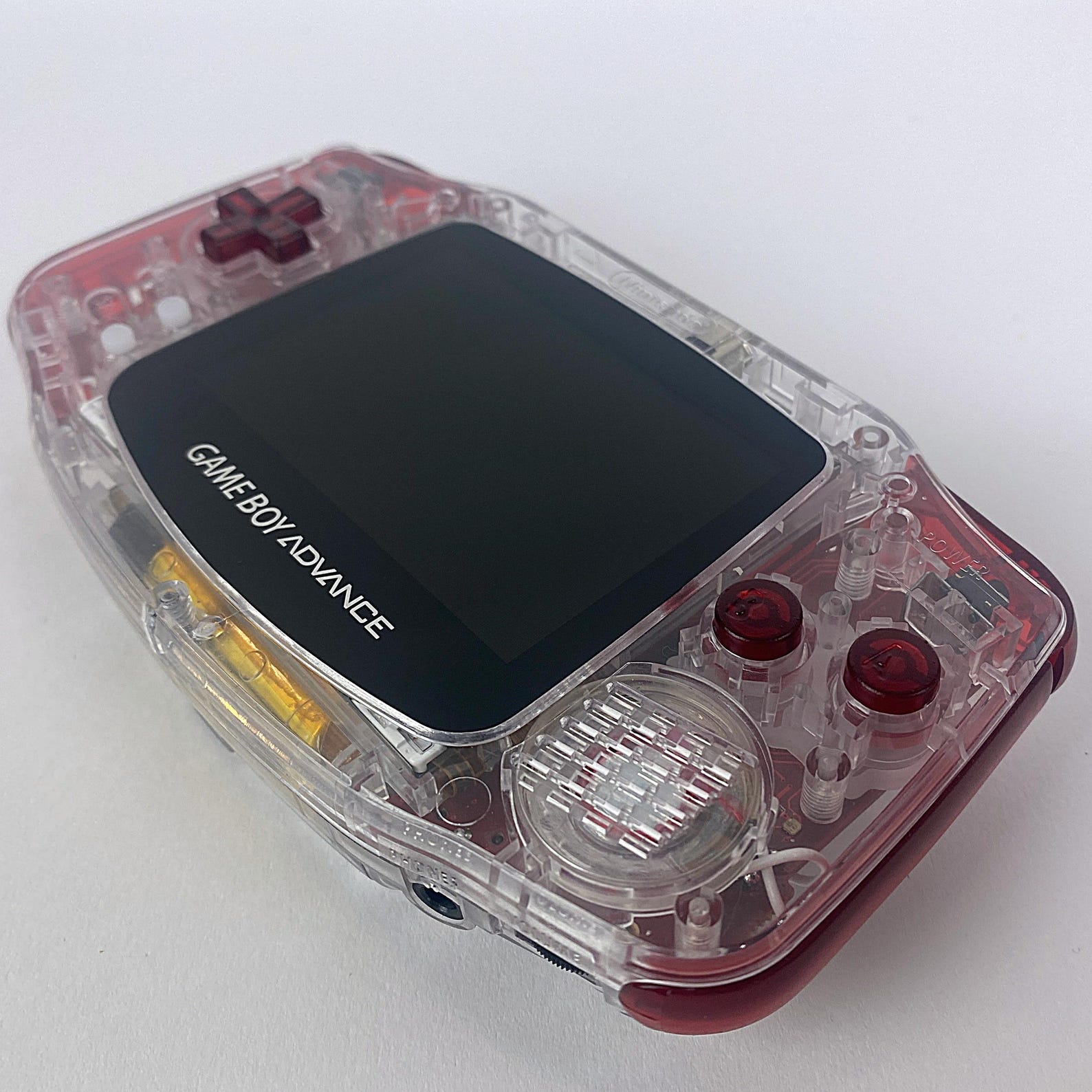 Custom Game Boy Advance: Funnyplaying Red Motherboard, Backlit Screen ...