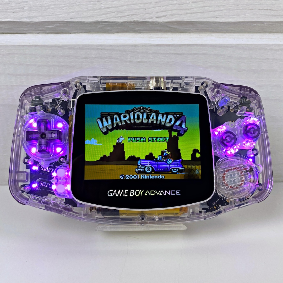 Custom Game Boy Advance: Funnyplaying Black Motherboard, Backlit Screen ...