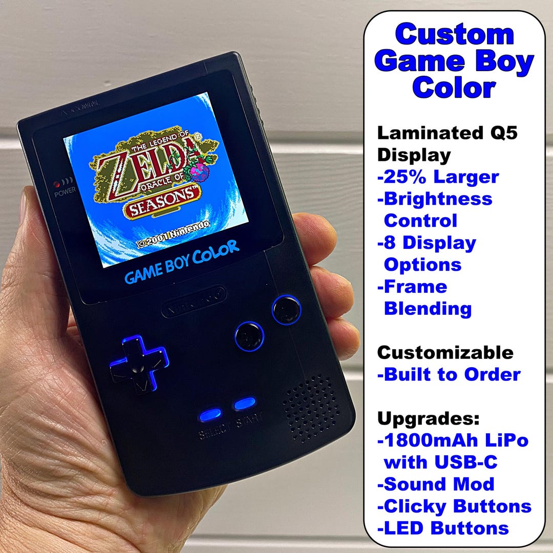 Custom Game Boy Color: Funnyplaying Q5 XL Laminated Screen - Modded ...