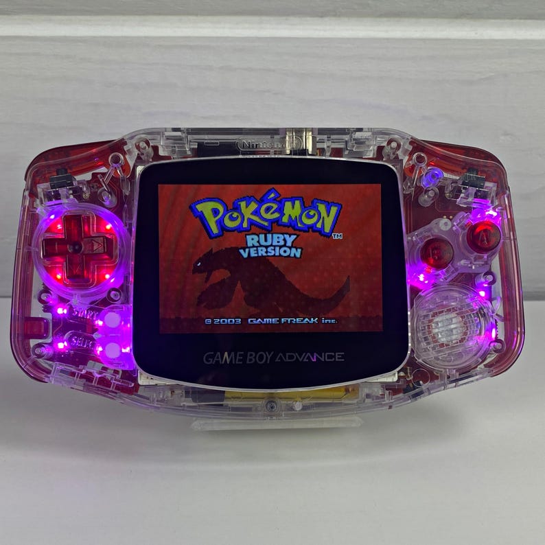 Custom Game Boy Advance: Custom Red Funnyplaying Motherboard, RGB Leds ...