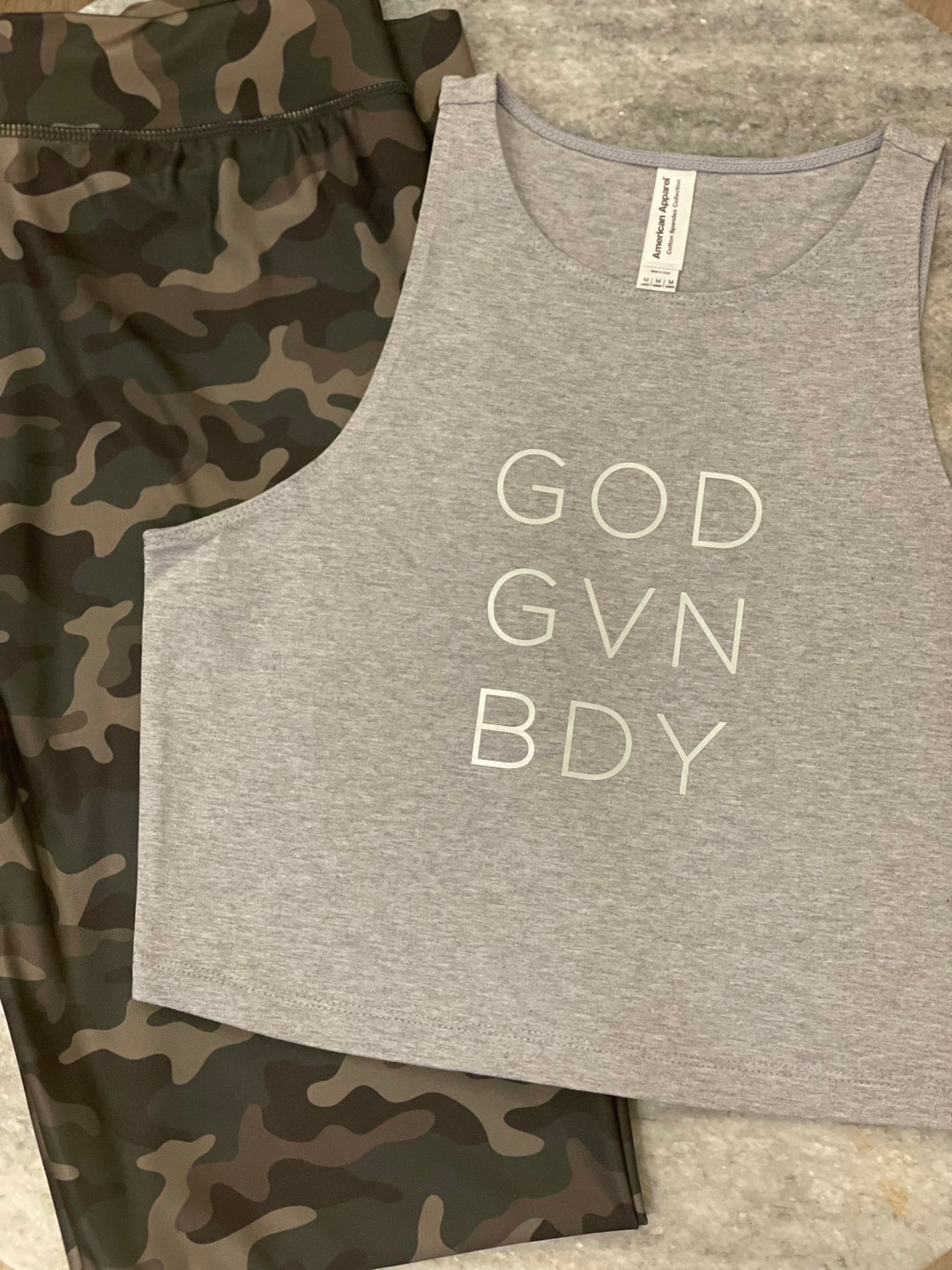 Work Out Set - GOD GVN BDY - Sport Crop Tank & Camo Leggings - Etsy ...