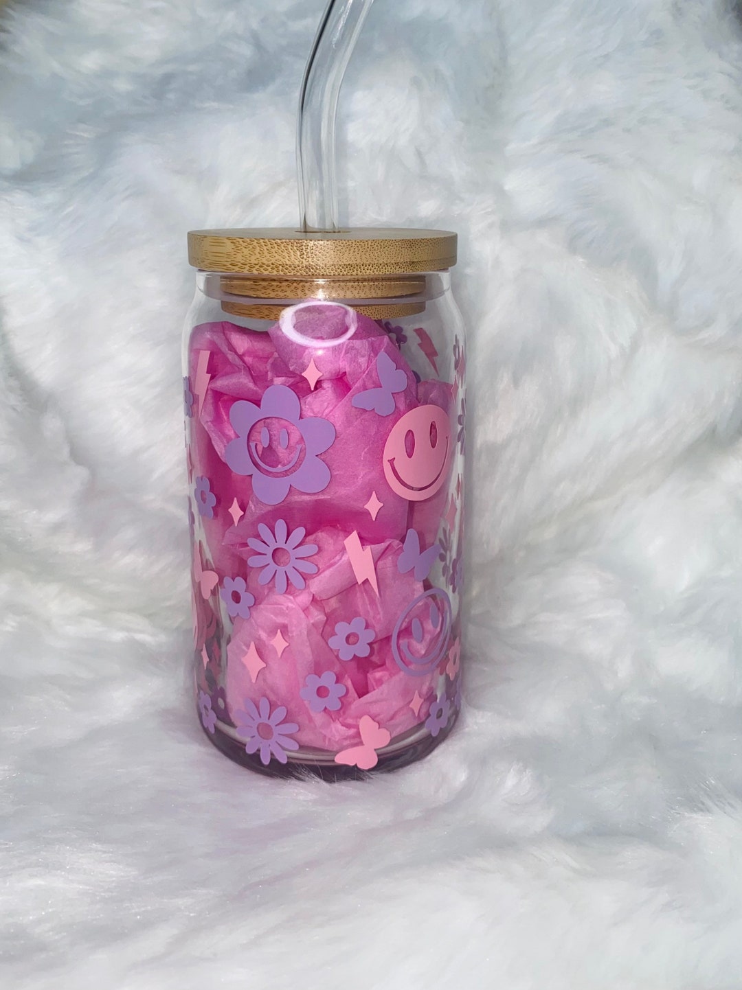 Retro Libbey Glass Groovy Smiley Can Glass Preppy Can Glass - Etsy