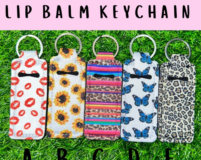 Chap-stick Holder Keychain, Retro Lip Balm Keychain, Boho Lip Balm ...
