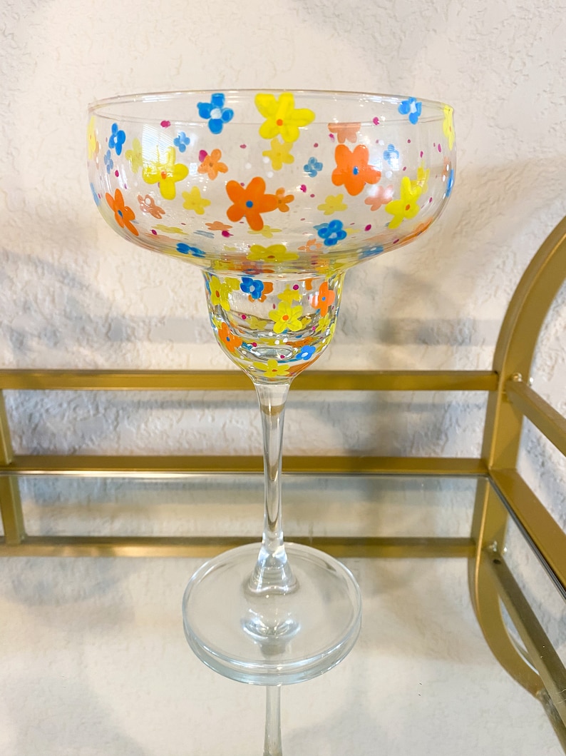 Floral Confetti Margarita Glasses Set of 6 - Etsy