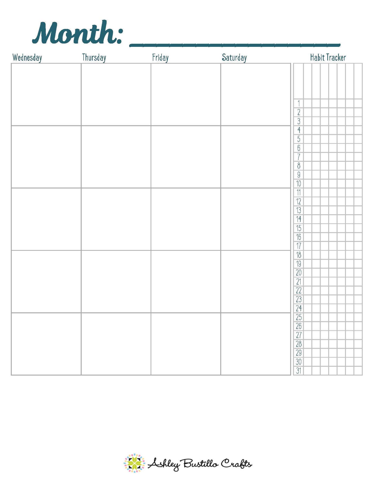 Blank Month Calendar 2 page | Etsy