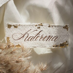Handwritten Wedding Name Card on Handmade Paper, Calligraphy Place ...