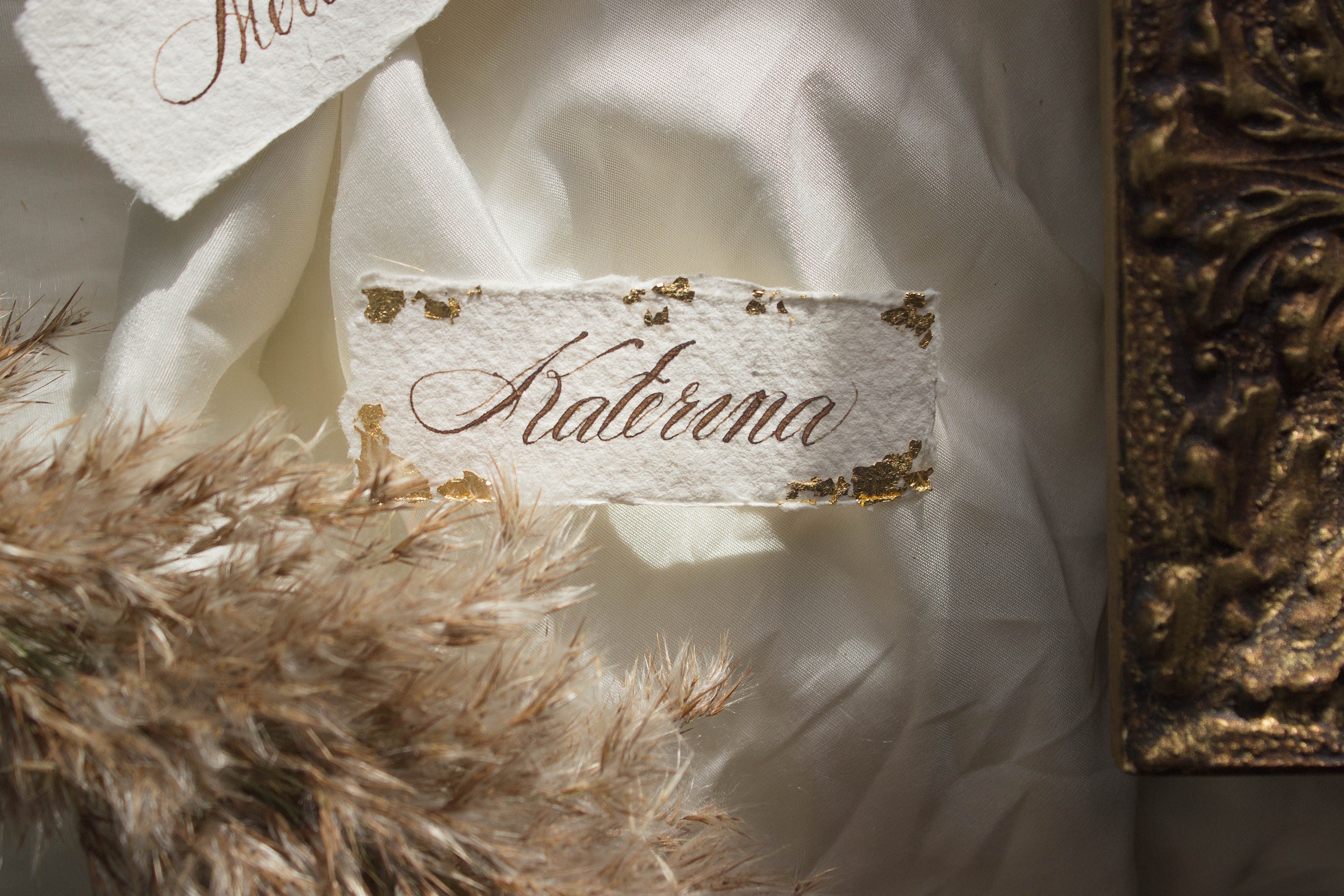 Handwritten Wedding Name Card on Handmade Paper Calligraphy | Etsy