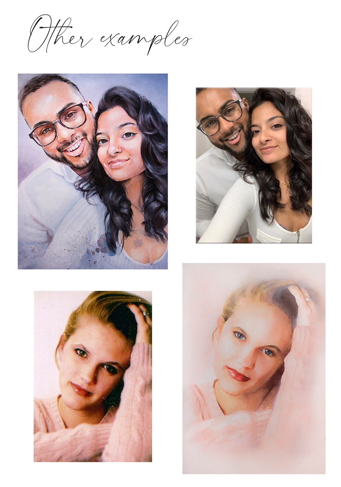 Original Watercolor Painting Custom Portrait Photo to | Etsy