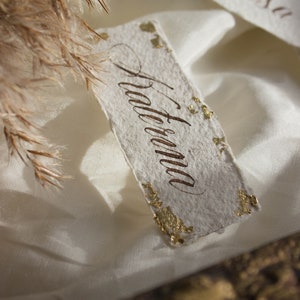 Handwritten Wedding Name Card on Handmade Paper, Calligraphy Place ...