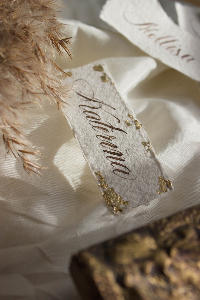 Handwritten Wedding Name Card on Handmade Paper Calligraphy | Etsy