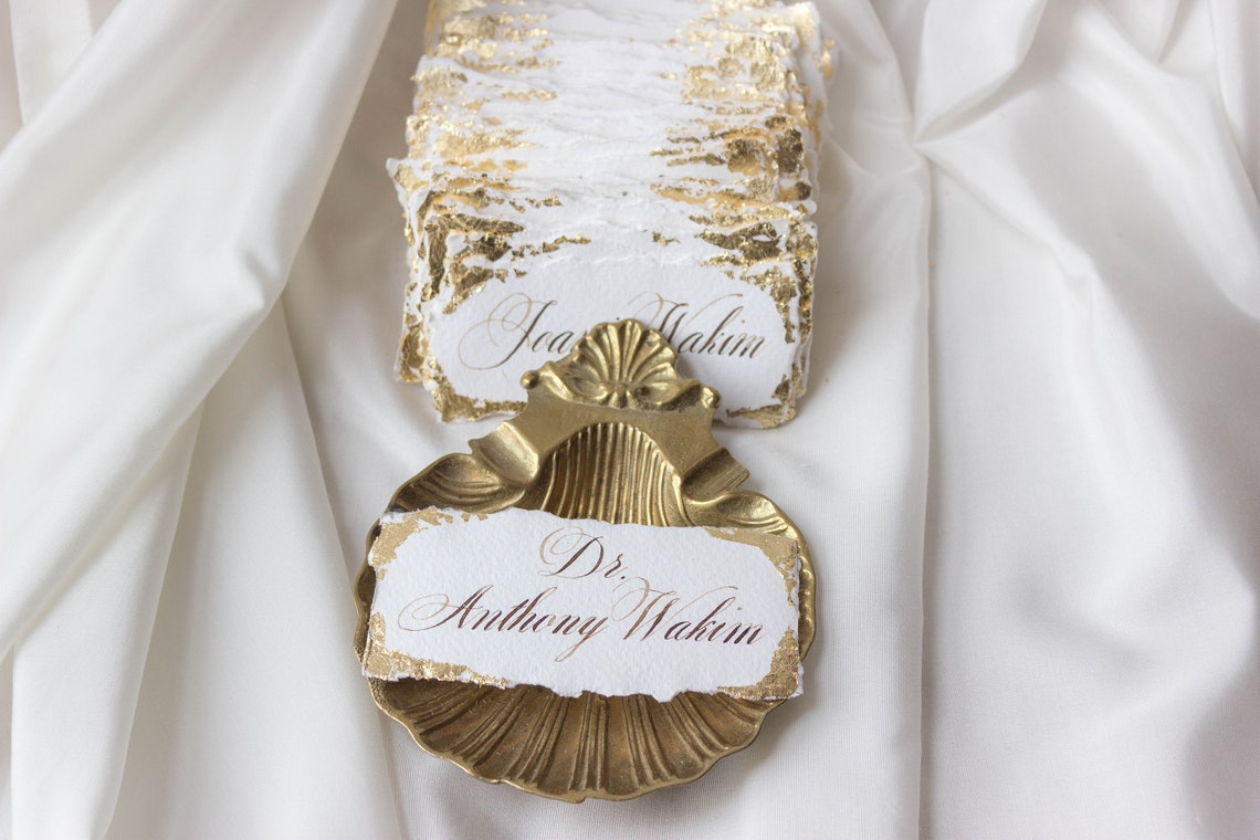 Handwritten Wedding Name Card on Handmade Paper Calligraphy | Etsy