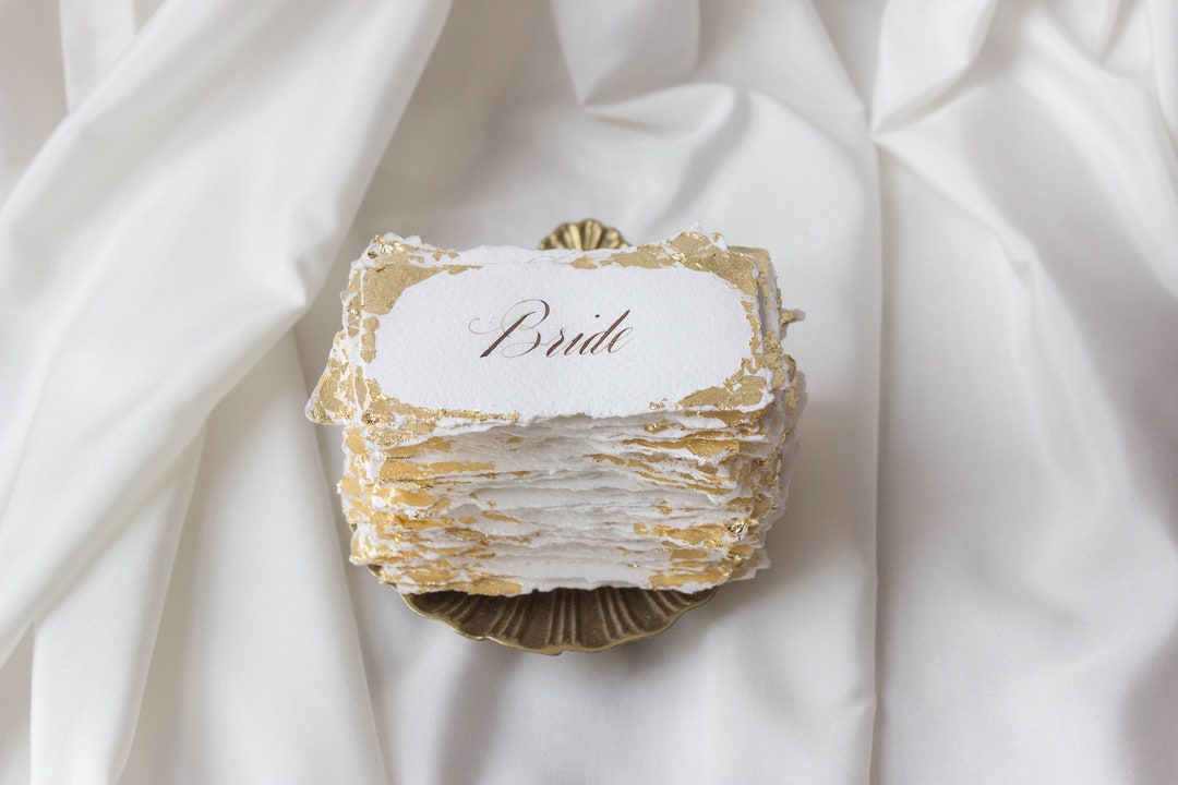 Handwritten Wedding Name Card on Handmade Paper, Calligraphy Place ...