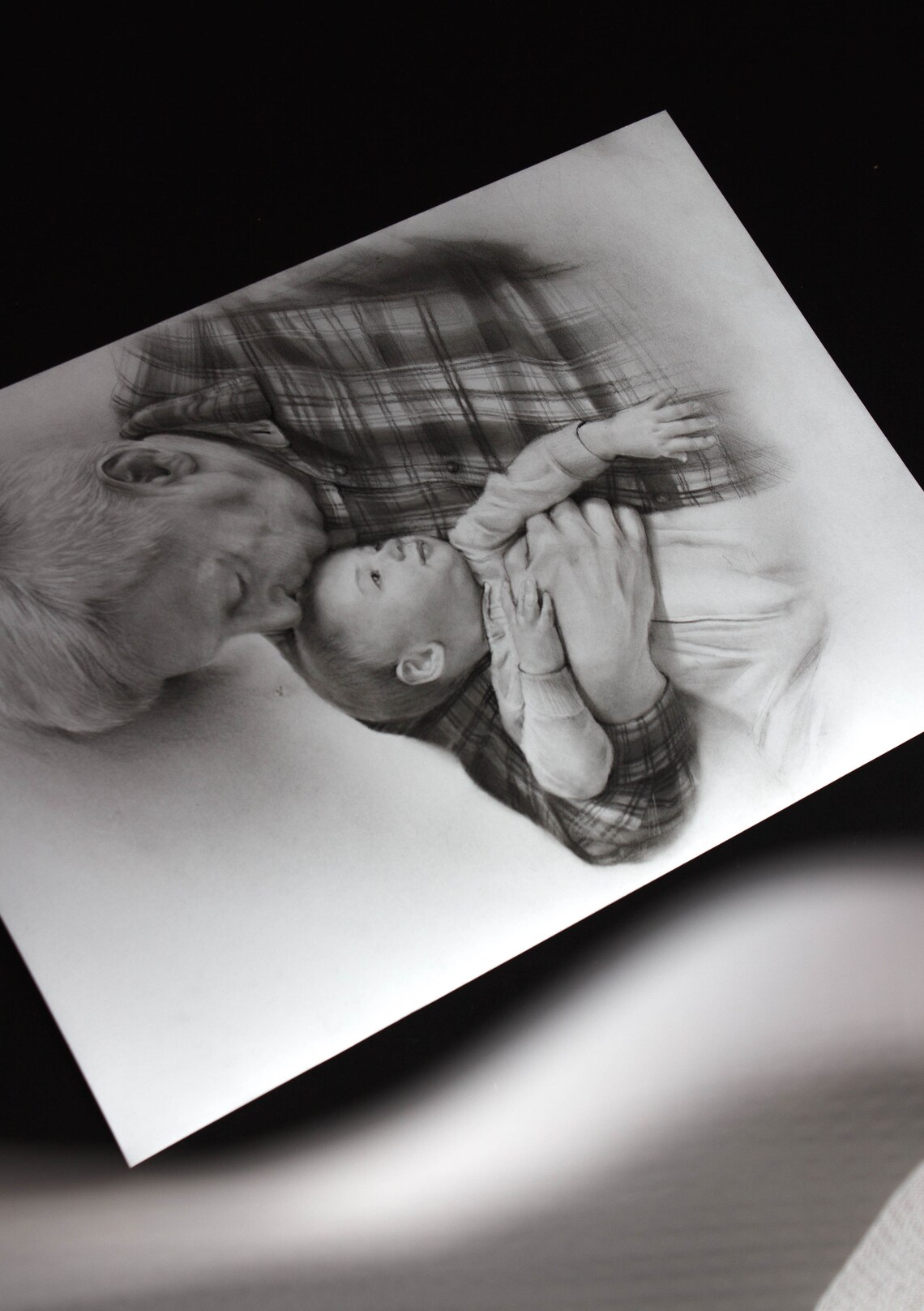 Original Pencil Drawing Grandfather and Baby Realistic - Etsy