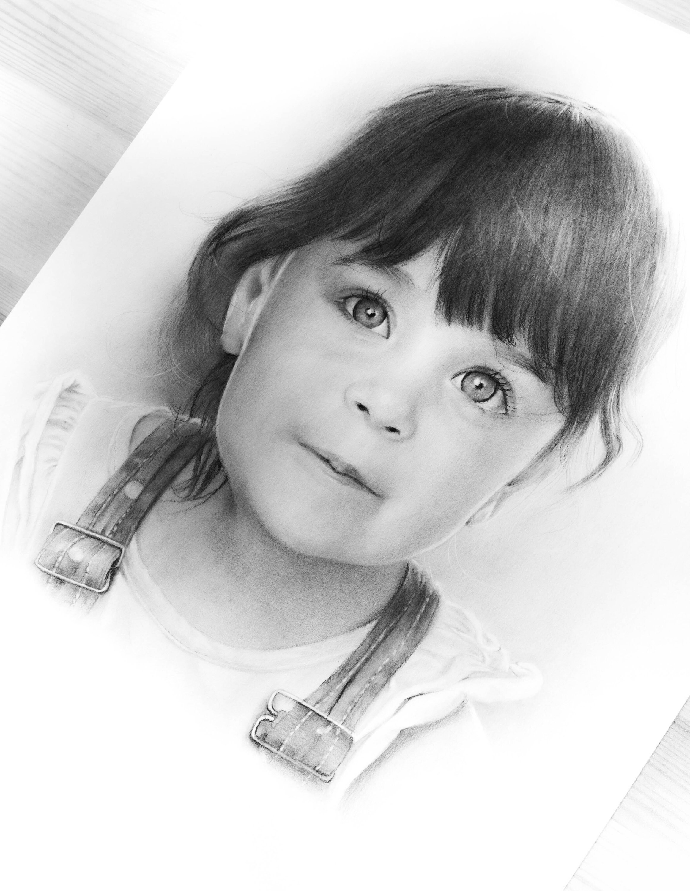 Original Handmade Pencil Girl Drawing on Paper Unique Gift - Etsy