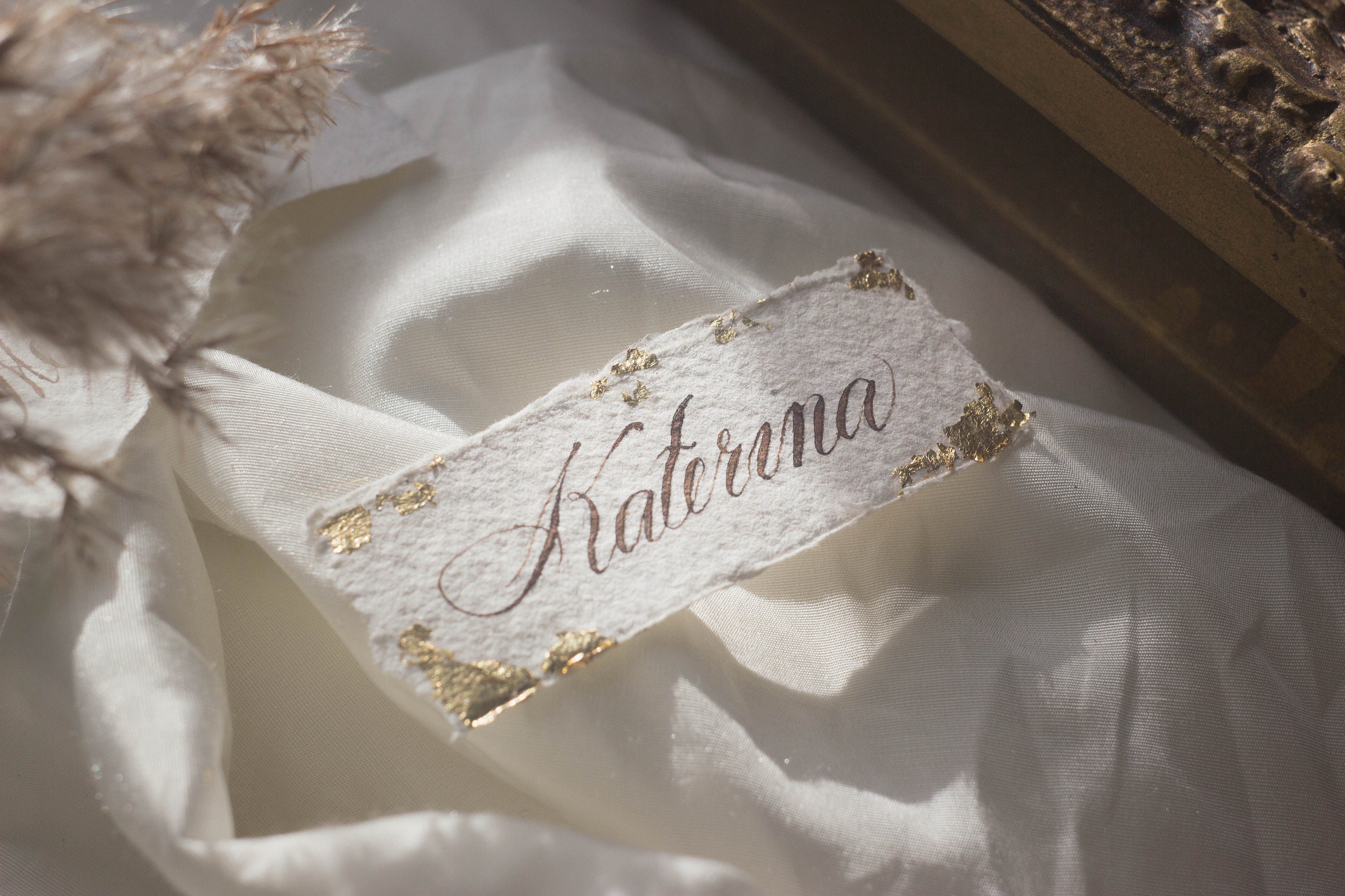 Handwritten Wedding Name Card on Handmade Paper Calligraphy | Etsy