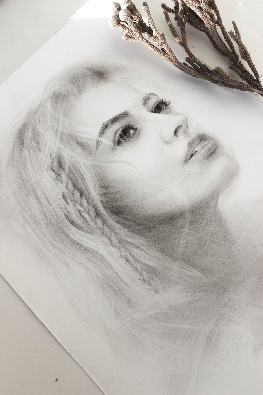 Original Graphite Girl Portrait - Etsy