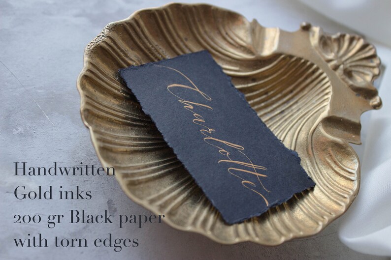 Handwritten Wedding Name Card on Black Paper Calligraphy Place - Etsy