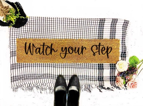 Watch Your Step Mini Door Mat Skinny Doormat Step Doormat - Etsy