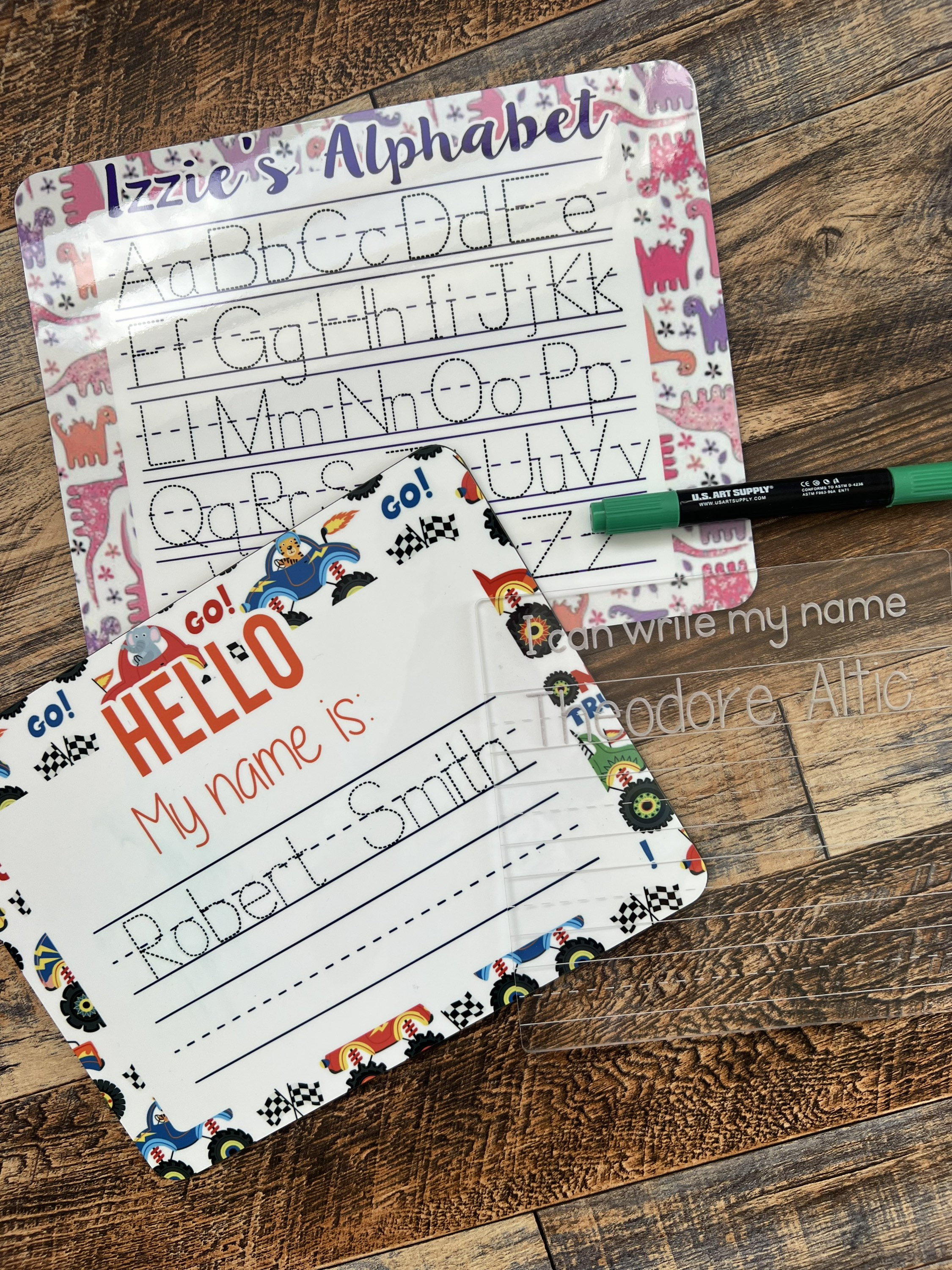 Custom Name Tracing Board, Toddler Learn to Write, Dry Erase School ...