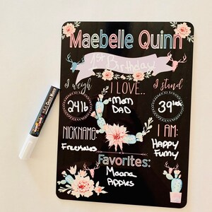 Reusable Birthday Board, Girls Birthday Board, Cactus and Steerhead ...