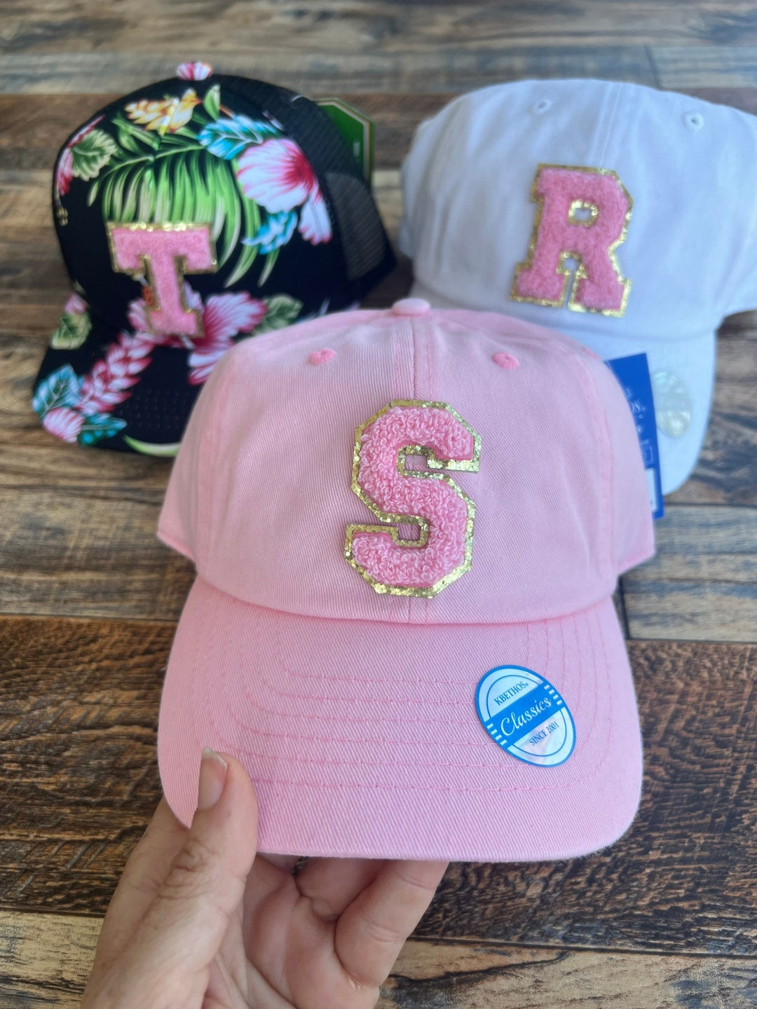 Girls Initial Baseball Cap: Fuzzy Letter Patch, Toddler Pink Hat - Etsy