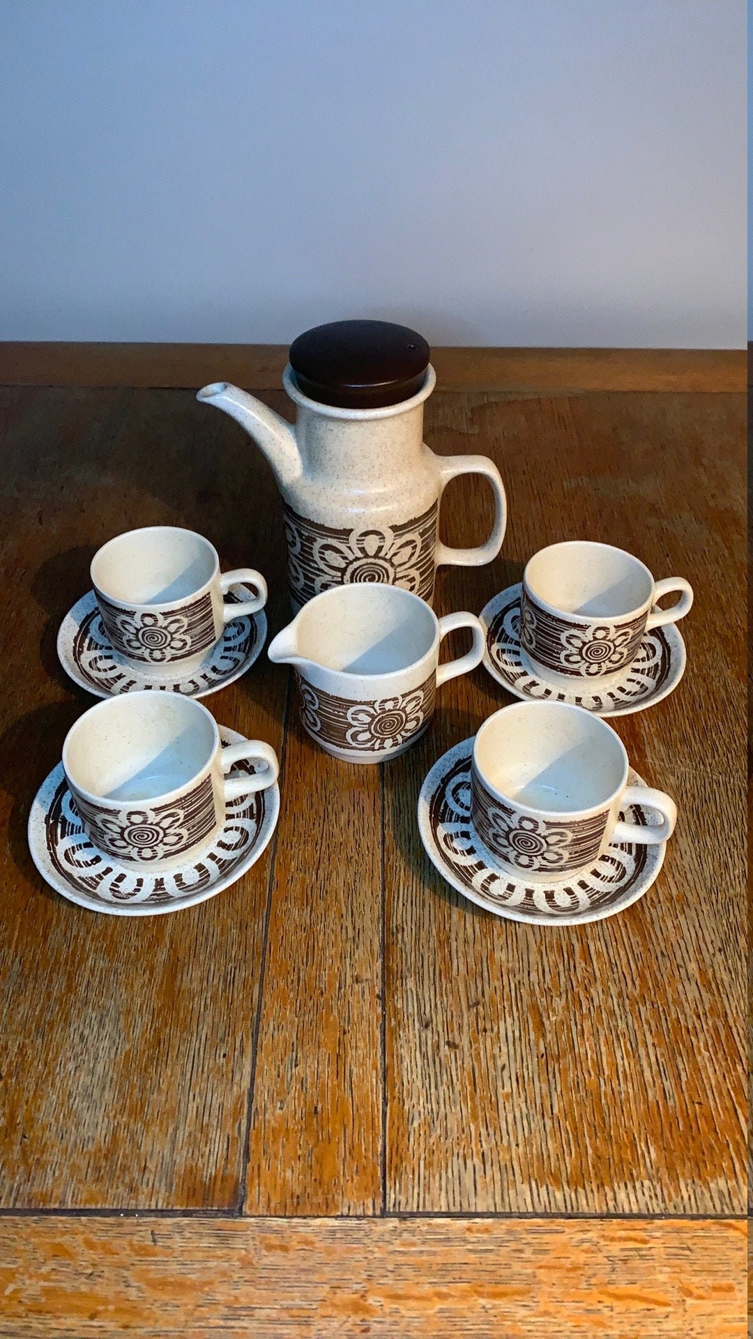 Mid Century Biltons Pinewhite Ironstone Floral Tea Set-1 Pot, 4 Cups ...