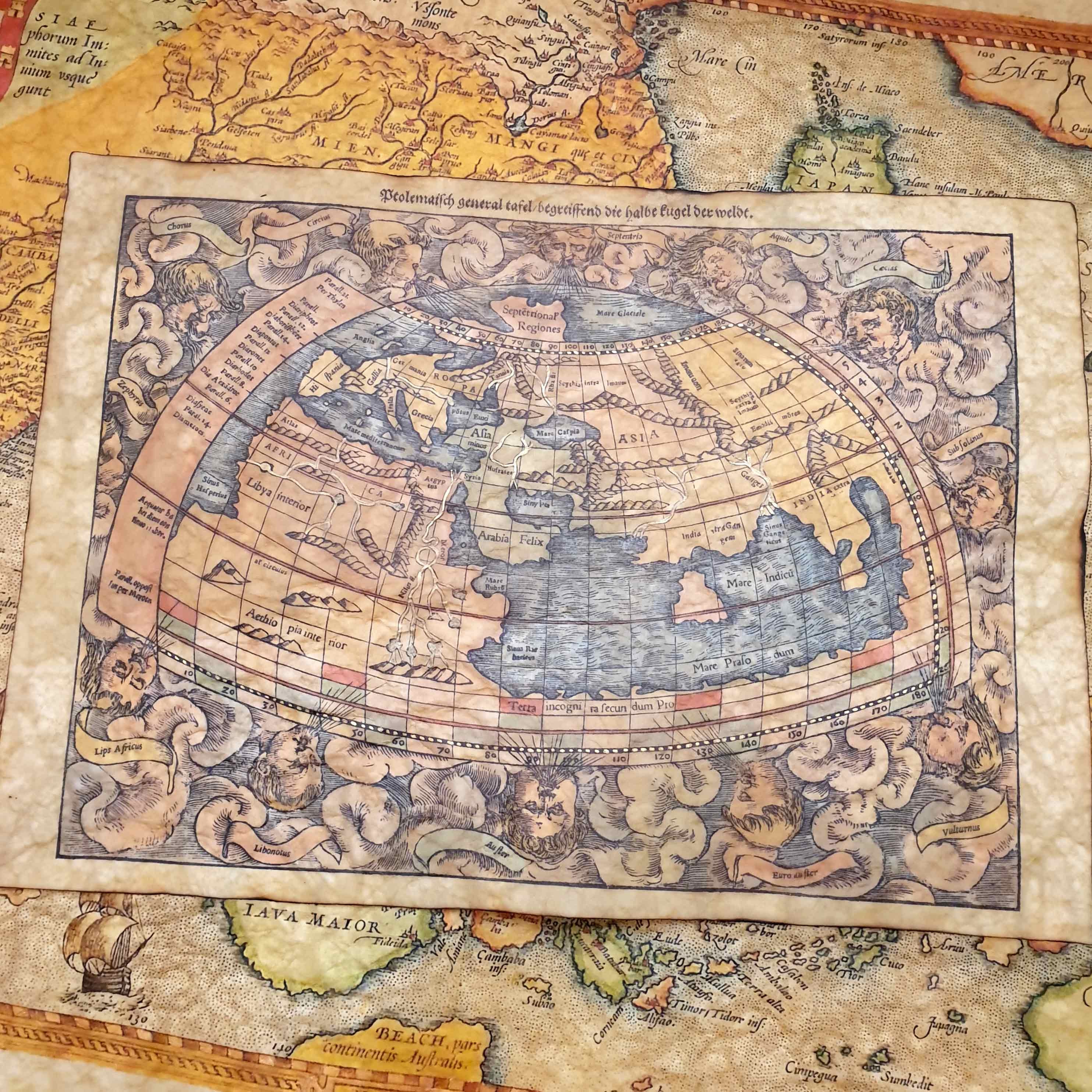 Réplica de mapa medieval Mapamundi ptolemaico de Sebastian - Etsy México