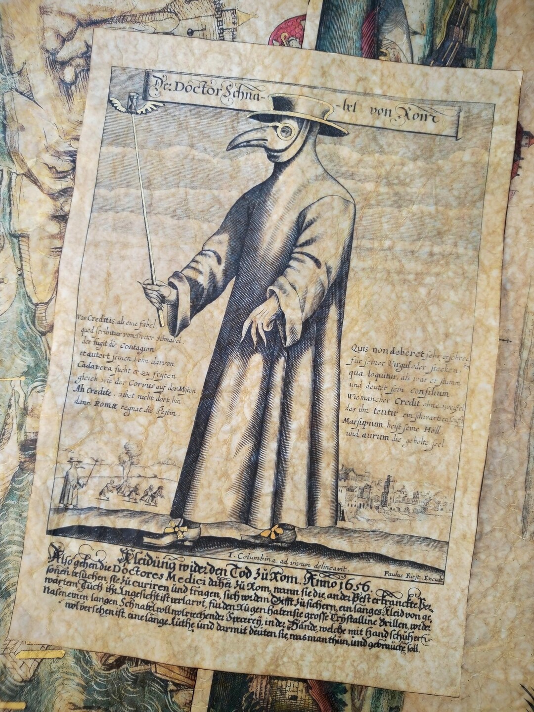 Medieval Art Replica • Plague Doctor, 1656 • Handcrafted Print ...